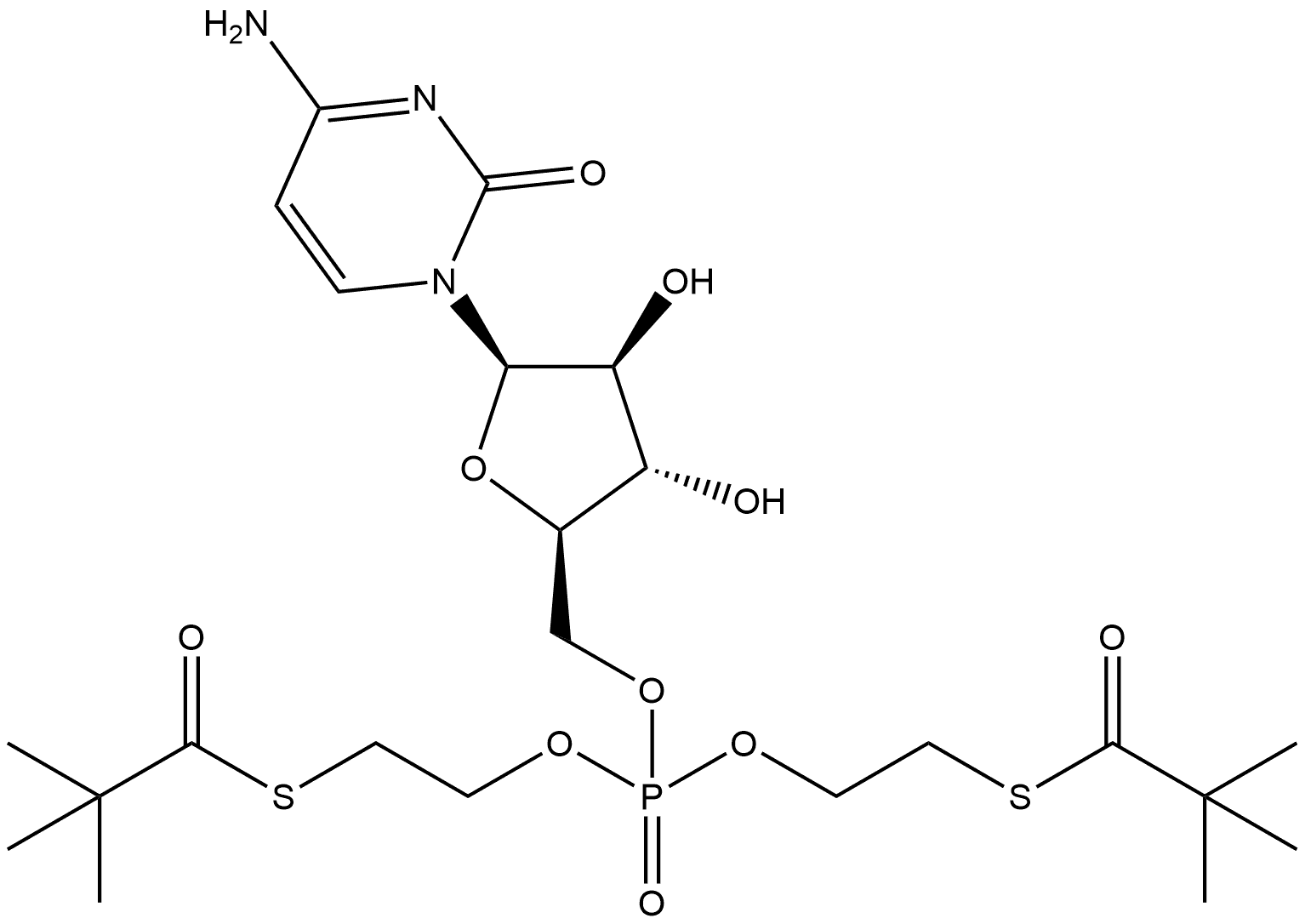 2(1H)-Pyrimidinone, 4-amino-1-[5-O-[bis[2-[(2,2-dimethyl-1-oxopropyl)thio]ethoxy]phosphinyl]-β-D ...