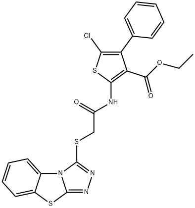 Ethyl 5-chloro-4-phenyl-2-[[2-([1,2,4]triazolo[3,4-b][1,3]benzothiazol-1-ylsulfanyl)acetyl]amino ...
