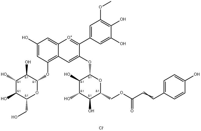 1-Benzopyrylium, 2-(3,4-dihydroxy-5-methoxyphenyl)-5-(β-D-glucopyranosyloxy)-7-hydroxy-3-[[6-O ...
